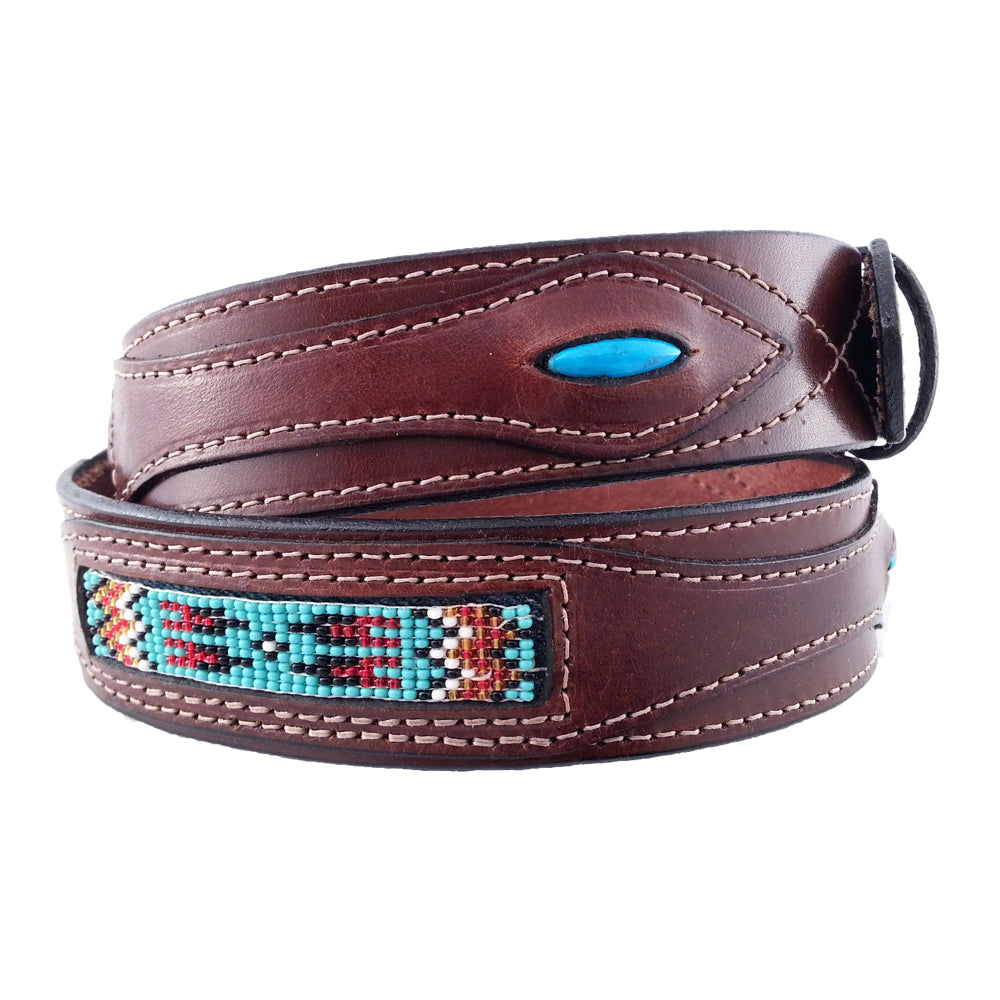 Native American Beadwork Turquoise Belt 620T – Native Leather